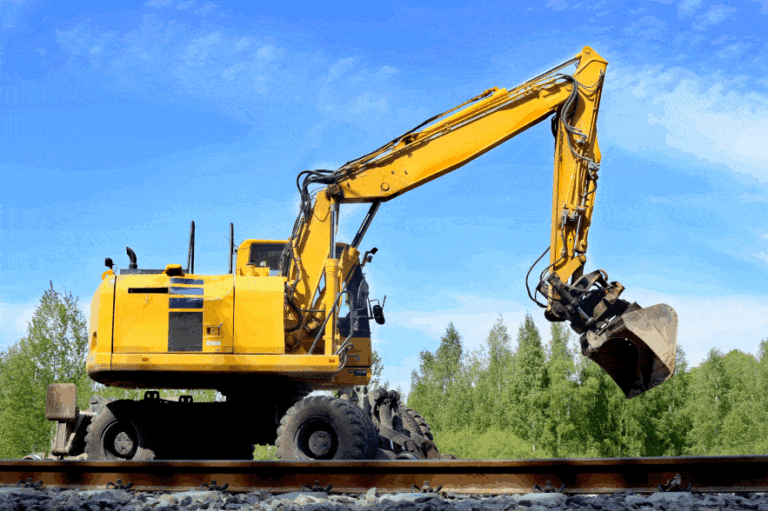 Animation showing a wheeled excavator - MCI Electronics Ltd